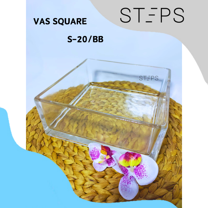 Jual Vas Bunga Kotak / Vas Kaca Bening Kotak / Square Glass Vase / Vas ...