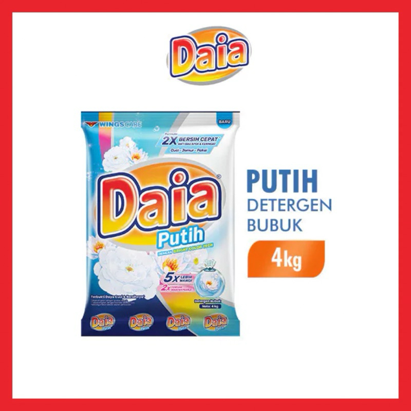 Jual DAIA DETERJEN BUBUK PUTIH KEMASAN 4 KG | Shopee Indonesia