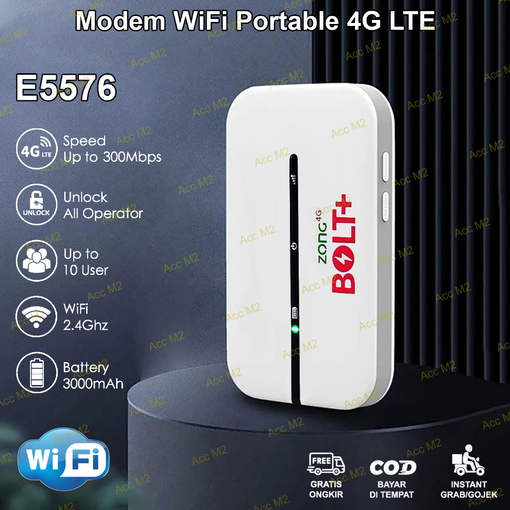 Jual Modem Wifi Portable E5576 BOLT+ MiFi 4G LTE Support all Operator ...