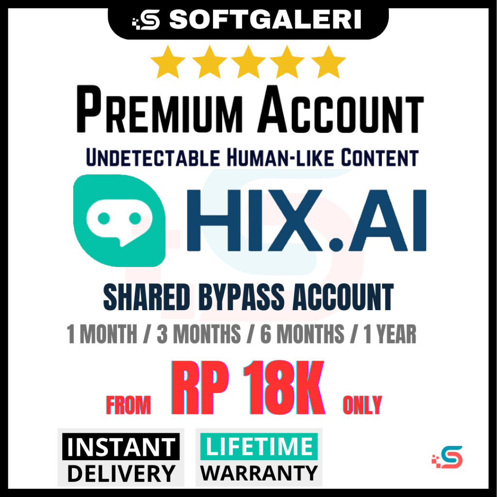 Jual Hix Bypass Humanizer AI Premium Shared Account | Humanize Writing ... Jual Hix Bypass Humanizer AI Premium Shared Account | Humanize Writing ...