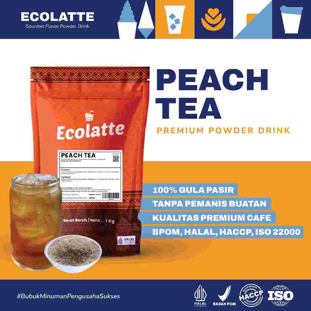 Jual [TEA] ECOLATTE PEACH TEA 1KG PREMIUM POWDER DRINK BUBUK MINUMAN ...