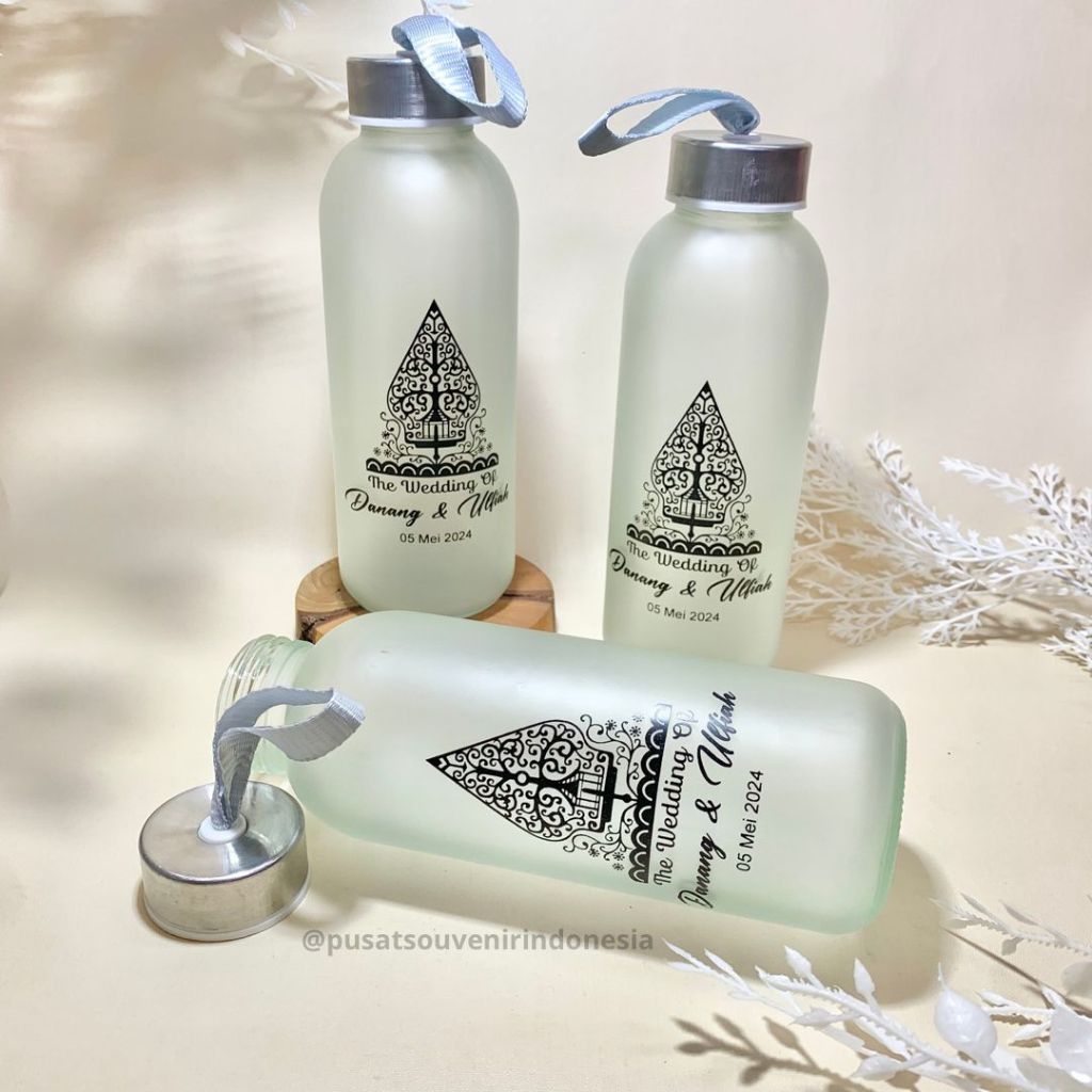 Jual (Min 200 pcs) Botol Minum Kaca Doff Souvenir Sablon Grosir Custom ...