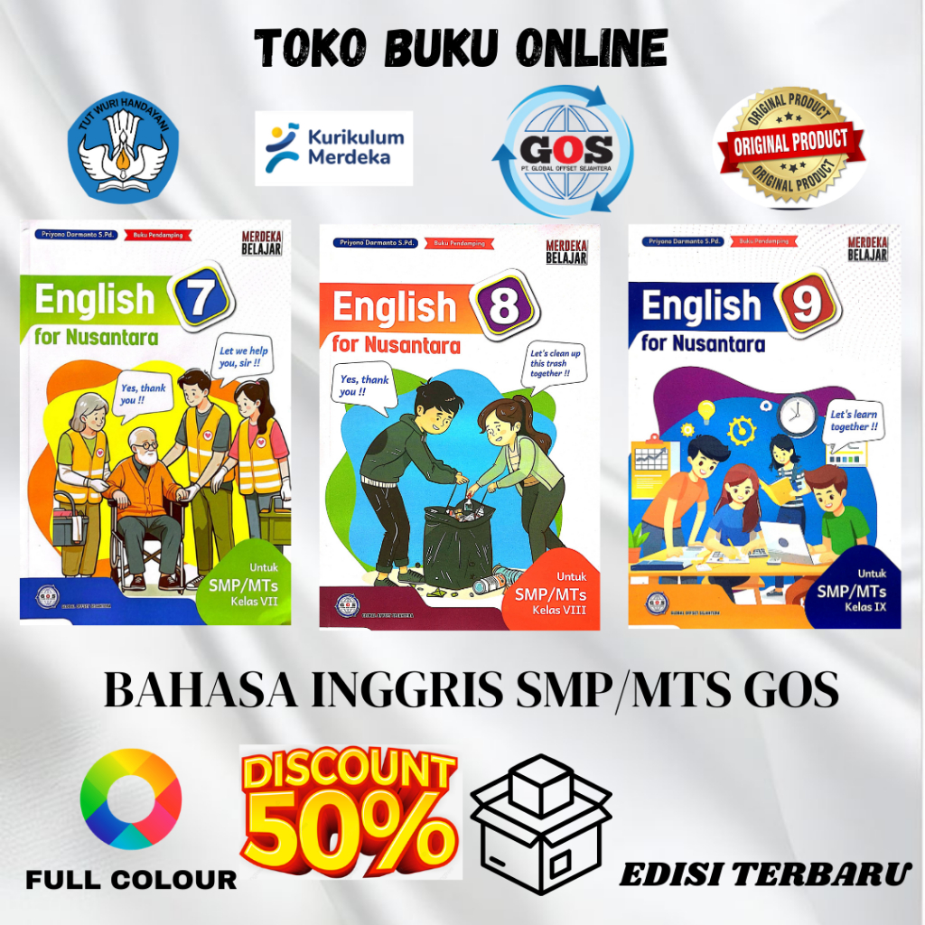 Jual Buku Siswa Pendamping BAHASA INGGRIS GOS (Global Offset Sejahtera) Kelas 7,8,9 SMP/MTS ...