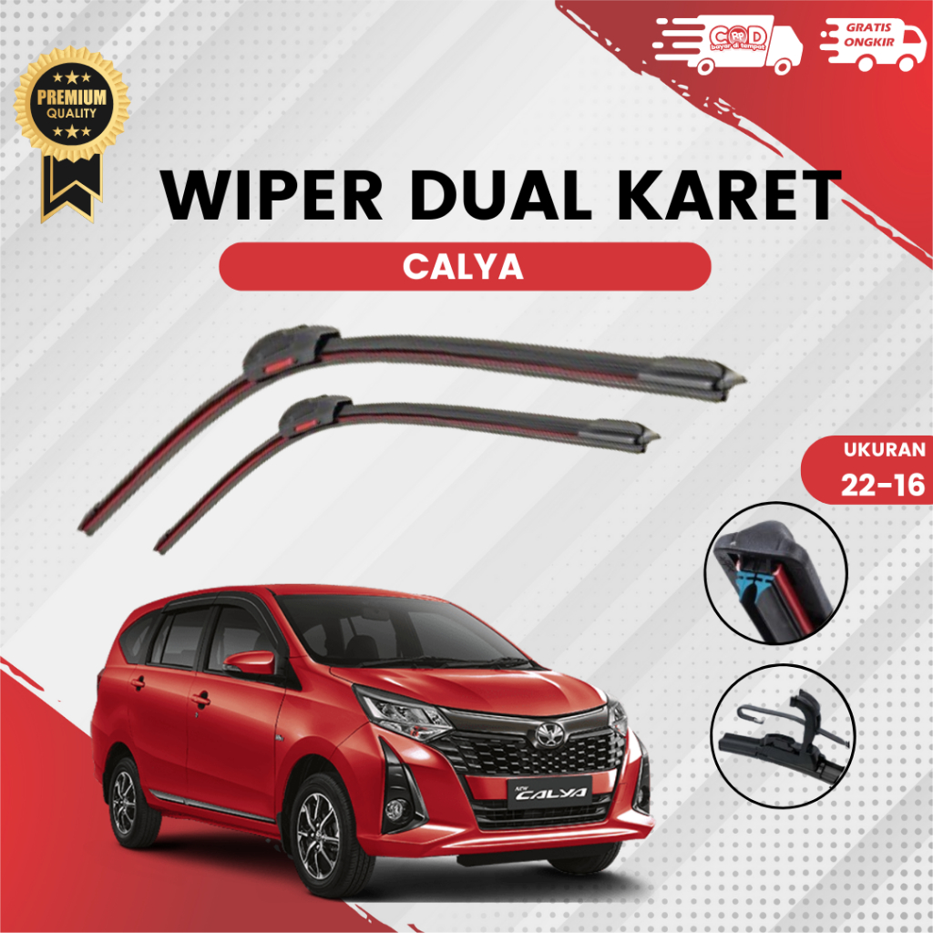 Jual Wiper Double Karet Framless CALYA | Ukuran 22 - 16 Inci | Bisa COD ...