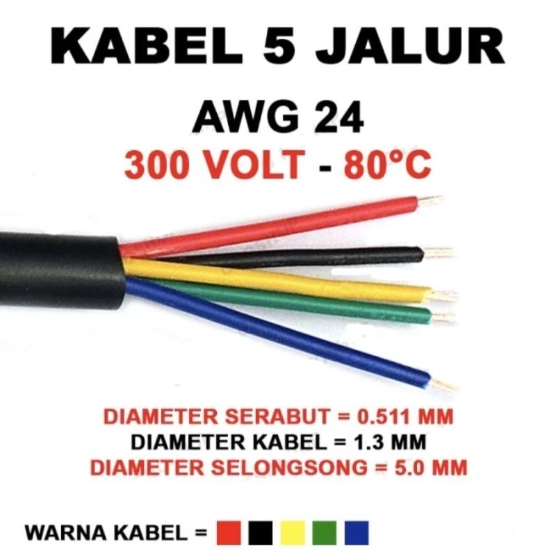 Jual Kabel awg 24 isi 5 Kabel serabut 5 jalur Kabel C5 jual per 10Meter | Shopee Indonesia