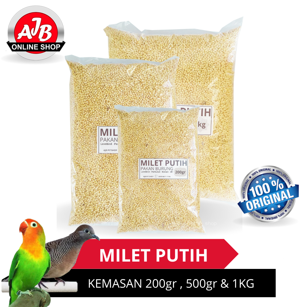 Jual Milet Putih Makanan Burung Millet Perkutut Lovebird Kemasan MILET ...