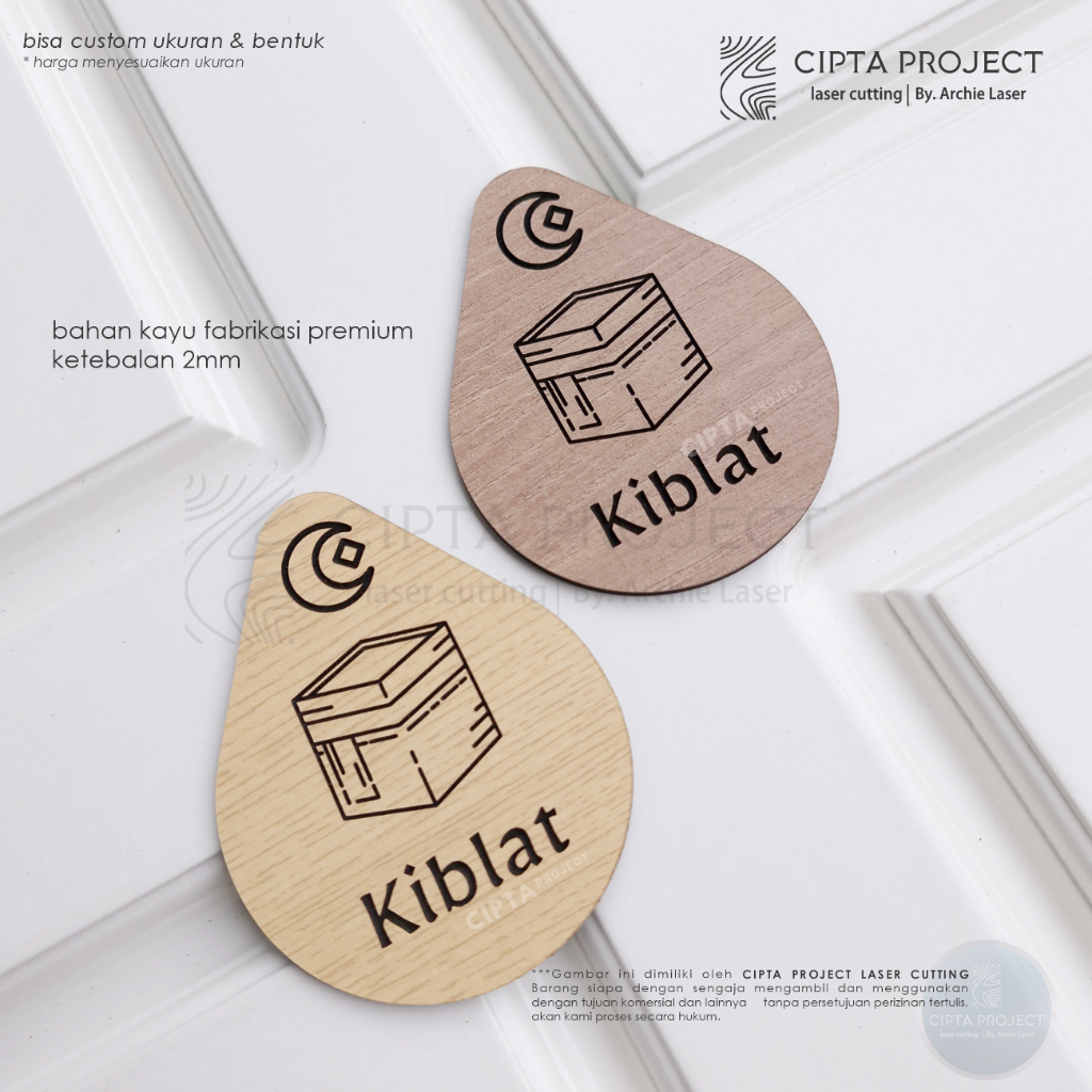 Jual Penunjuk Papan Arah Kiblat Kayu Murah / Sign Board Kiblat Signage ...