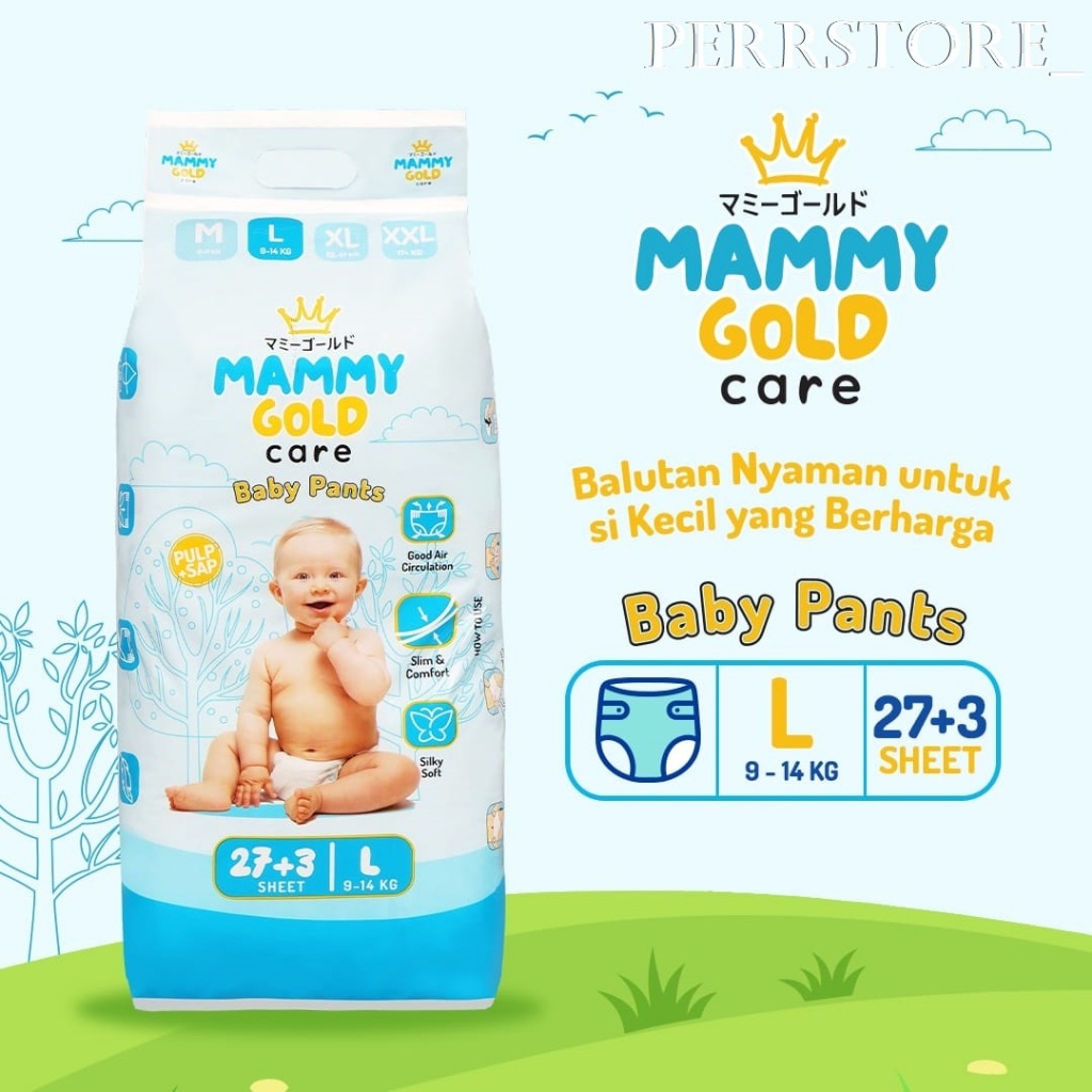 Jual MAMMY GOLD CARE BABY PANTS | PAMPERS BAYI UKURAN L | POPOK BAYI UKURAN L | Shopee Indonesia