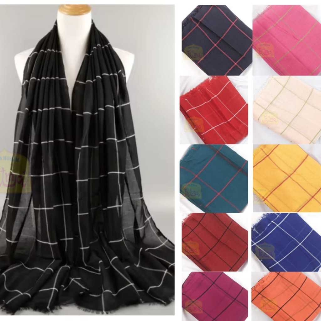 Jual Pashmina motif kotak / syal motif kotak / Syal motif kotak premium ...
