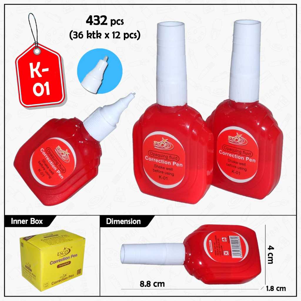Jual Correction Pen Botol Merah (12pc) | Shopee Indonesia