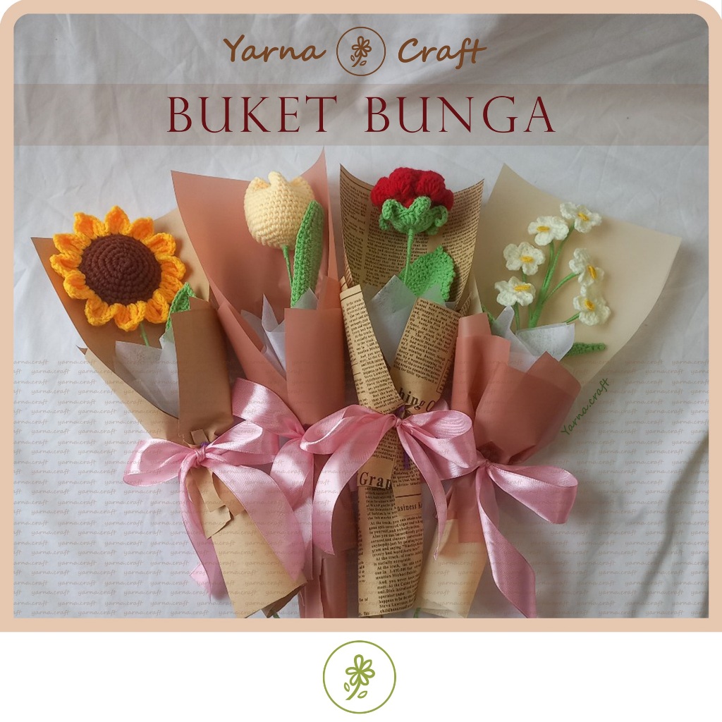 Jual Buket Bunga Rajut Single Flower Crochet Bouquet Kado Wisuda Ulang ...