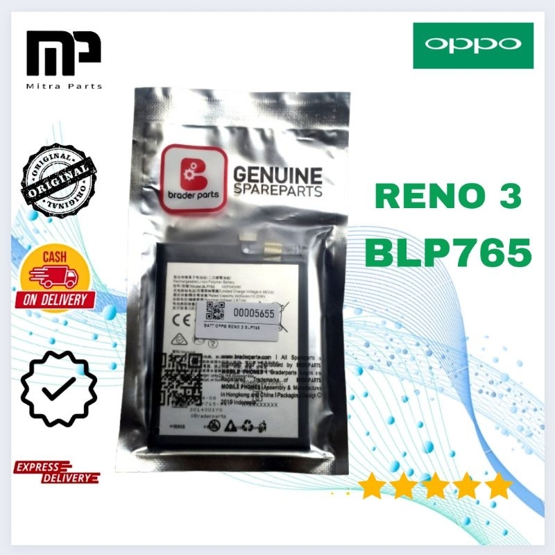 Jual BATERAI OPPO RENO 3 BLP765 BRADERPARTS | Shopee Indonesia