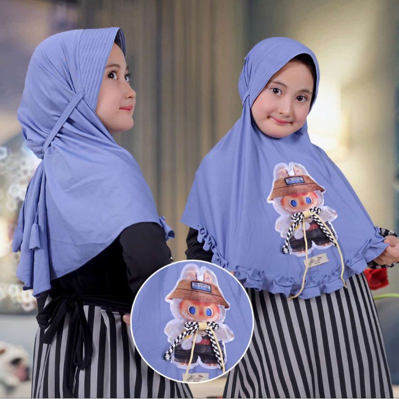 Jual Jilbab Kerudung Hijab Anak Pet LABUBU VIRAL Jersey Spandex Usia ...
