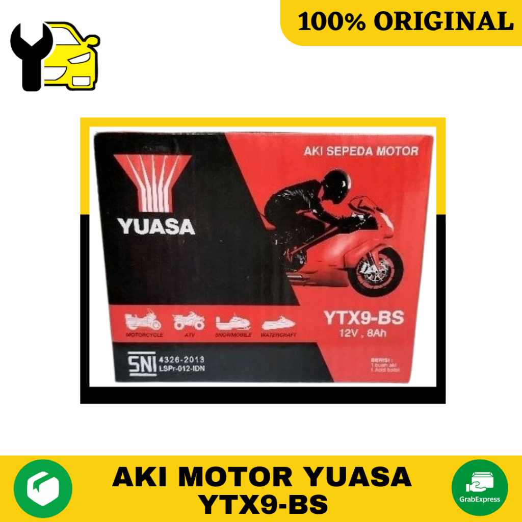 Jual Aki Motor Original Yuasa YTX9-BS untuk Ninja 250 Mono Pulsar 200NS Z800 Accu kering ...