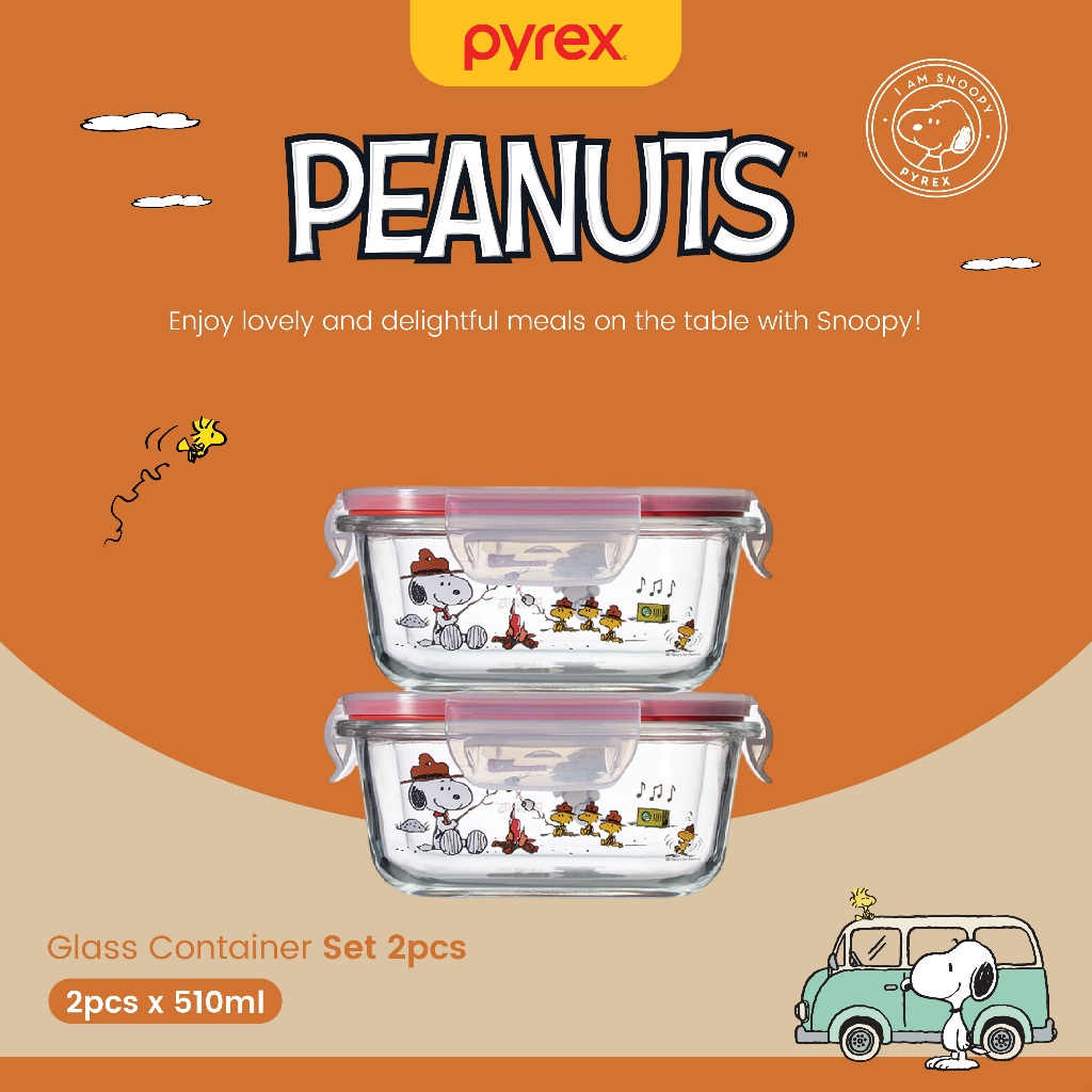 Jual PYREX Snoopy Food Container / Kotak Makan Kaca | Shopee Indonesia