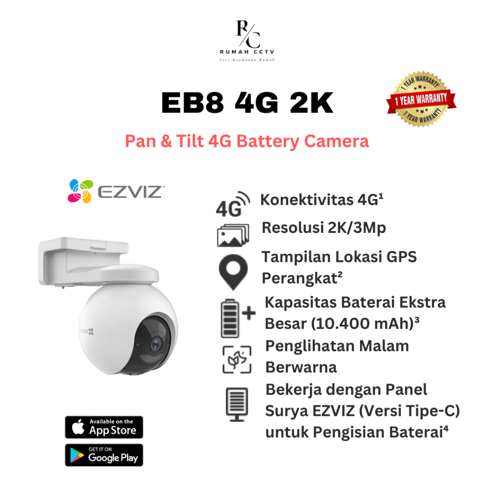 Jual EZVIZ - EB8 4G 2K Pan & Tilt 4G Battery Camera Cctv Outdoor/Camera ...