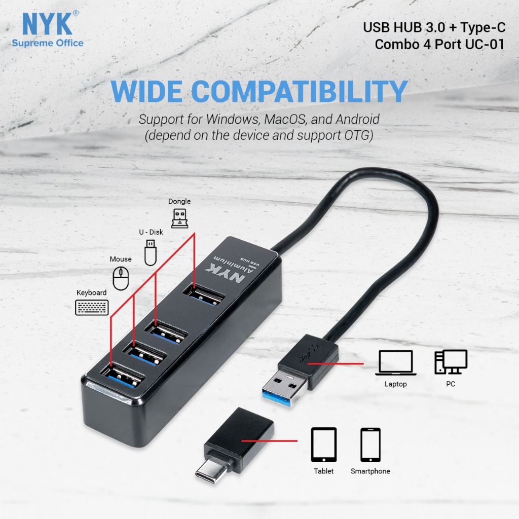 Jual USB HUB Type C 4 port UC01 | Shopee Indonesia