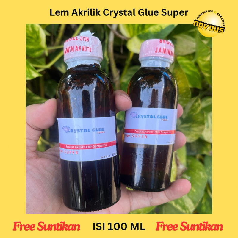 Jual Lem akrilik crystal glue super 100 ml BOTOL KACA | Shopee Indonesia