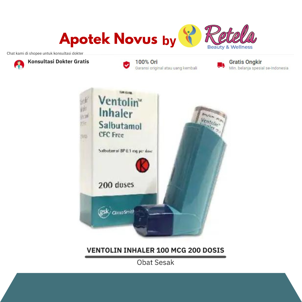 Jual VENTOLIN INHALER 100 MCG 200 DOSIS / OBAT ASMA | Shopee Indonesia