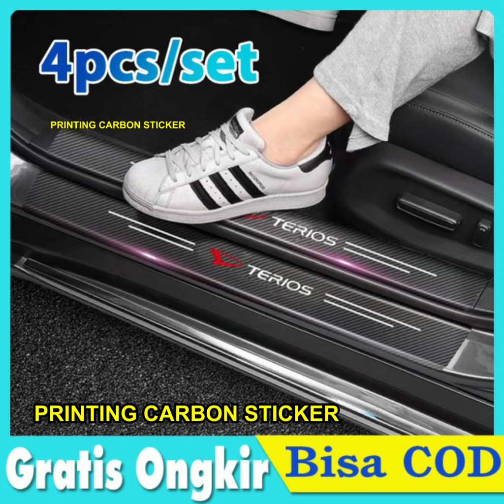 Jual Daihatsu terios Stiker karbon print sill plate Sticker carbon ...