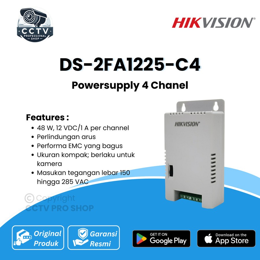 Jual Power Supply Hikvision DS-2FA1225-C4 4 CHANNEL 1A PER CHANNEL 12V 30W | Shopee Indonesia