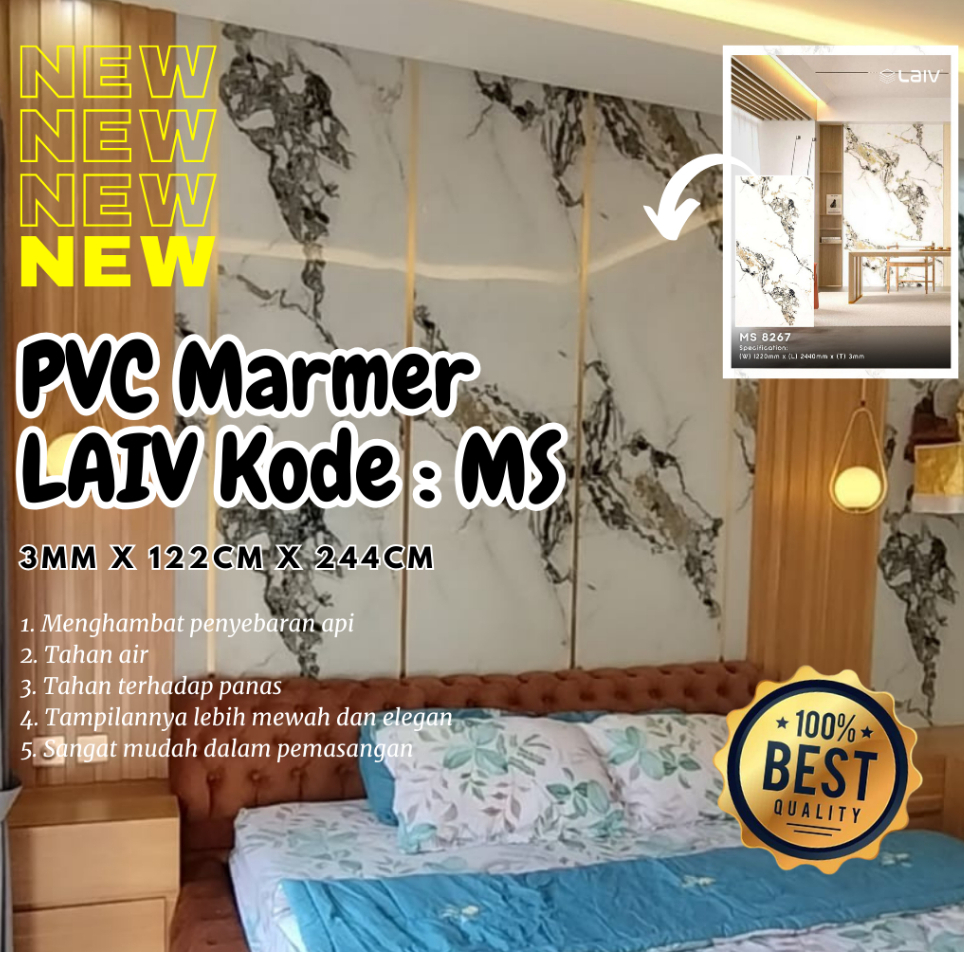 Jual Marmer PVC Dinding Glossy | UPVC Marmer LAIV Tebal 3mm | Dekorasi ...