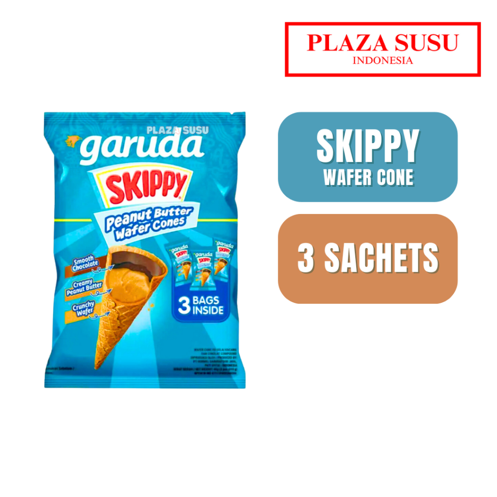 Jual GARUDA SKIPPY WAFER CONES PEANUT BUTTER KACANG 3'S X 15G CAMILAN ...