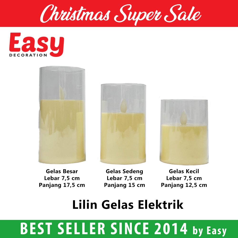 Jual Lilin Natal Gelas Akrilik Kecil Elektrik LED Baterai Smokeless ...