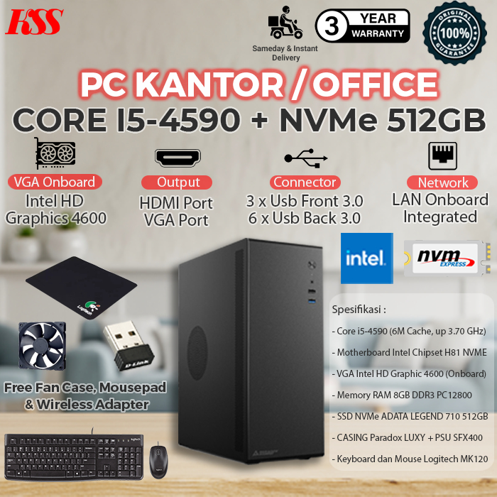 Jual Komputer/PC Rakitan I5 4590 + SSD 512GB + RAM 8GB Siap Pakai Garansi | Shopee Indonesia