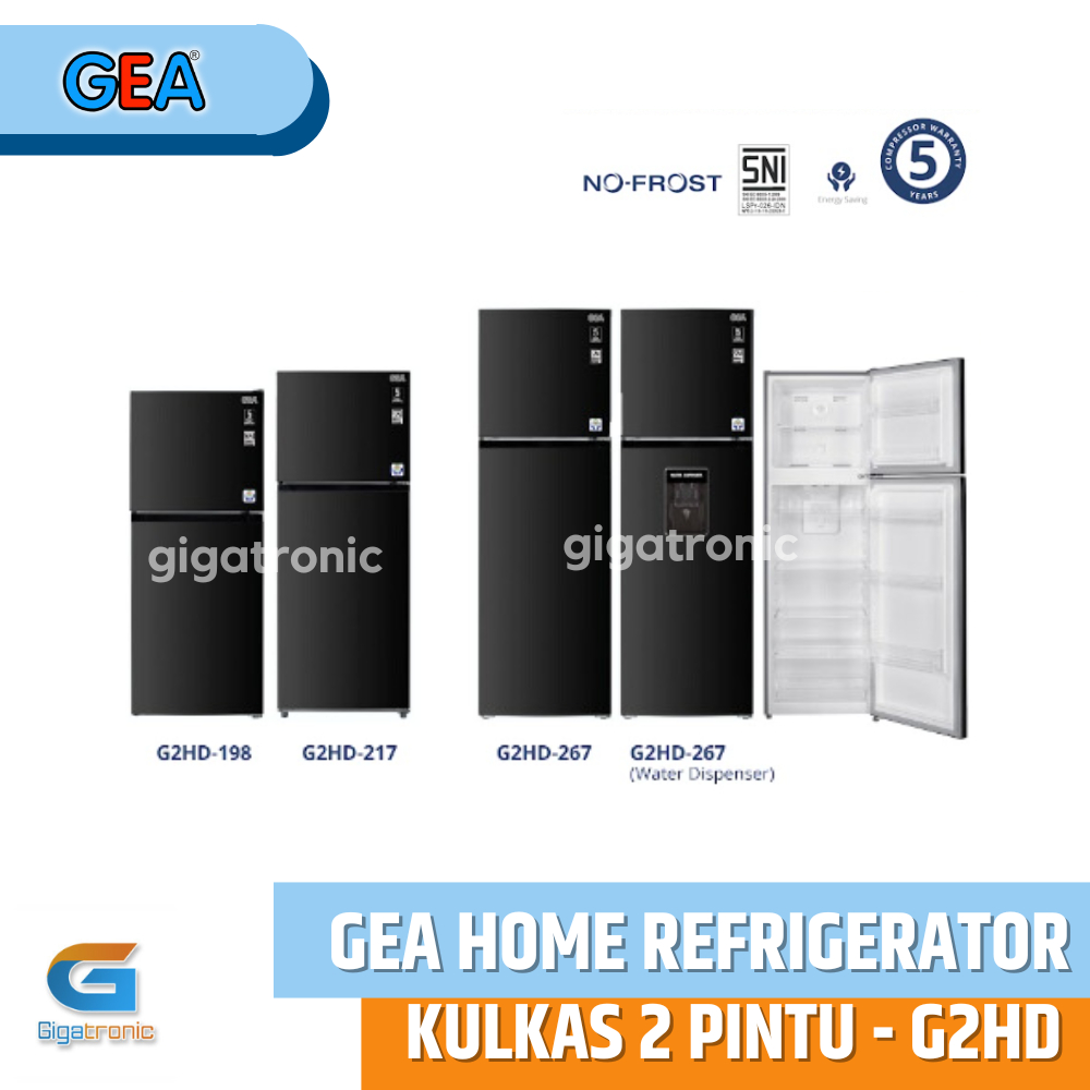 Jual GEA Kulkas Rumahan 2 Pintu No Frost G2HD / Home Refrigerator / 198 ...