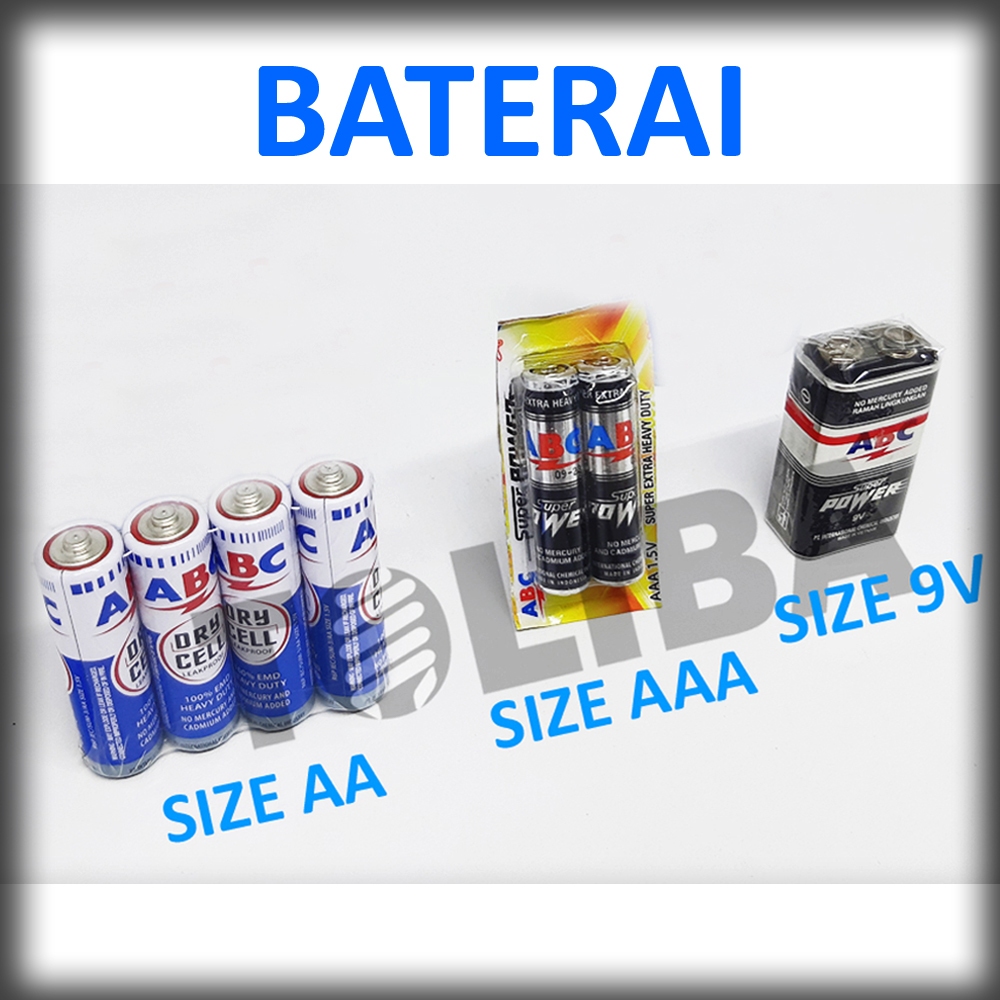 Jual baterai abc biru a2 aa / batre a3 aaa / baterai 9v kotak baterai jam dinding / baterai ...