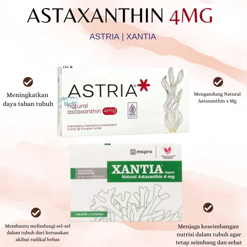 Jual ASTAXANTHIN 4MG | ASTRIA 12kapsul | XANTIA 30kapsul | suplemen ...