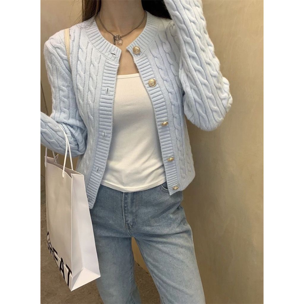 Jual NJ Aulia Cardigan Rajutan Premium Style Wanita Crop Polos Korean ...