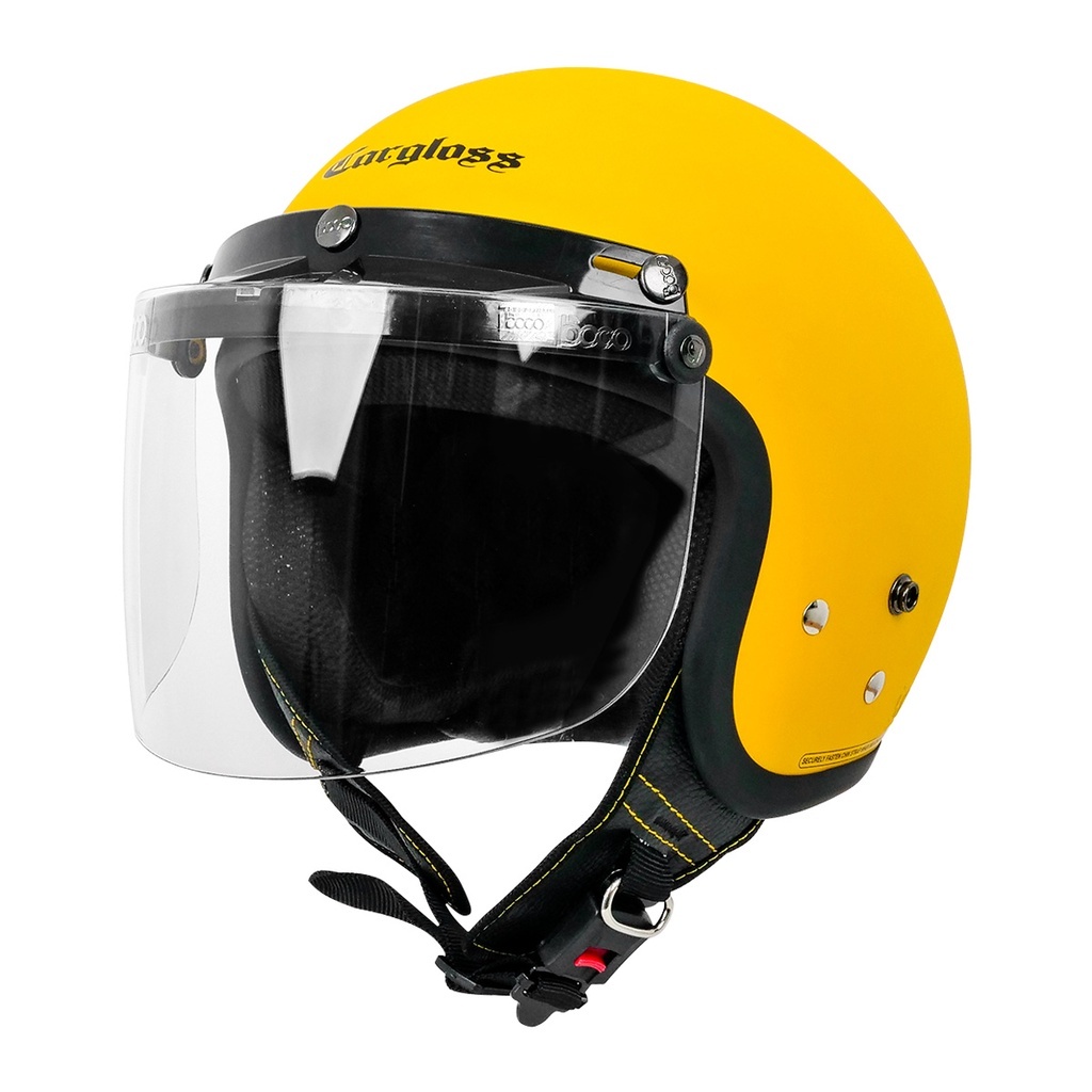 Jual Helm Cargloss CFM Retro Army Half Face Kaca Clear Coating | Shopee ...