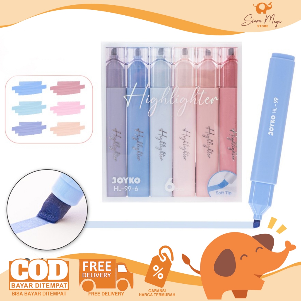 Jual Joyko Highlighter HL-99-6 Morandi Soft Color / Spidol Penanda Isi ...
