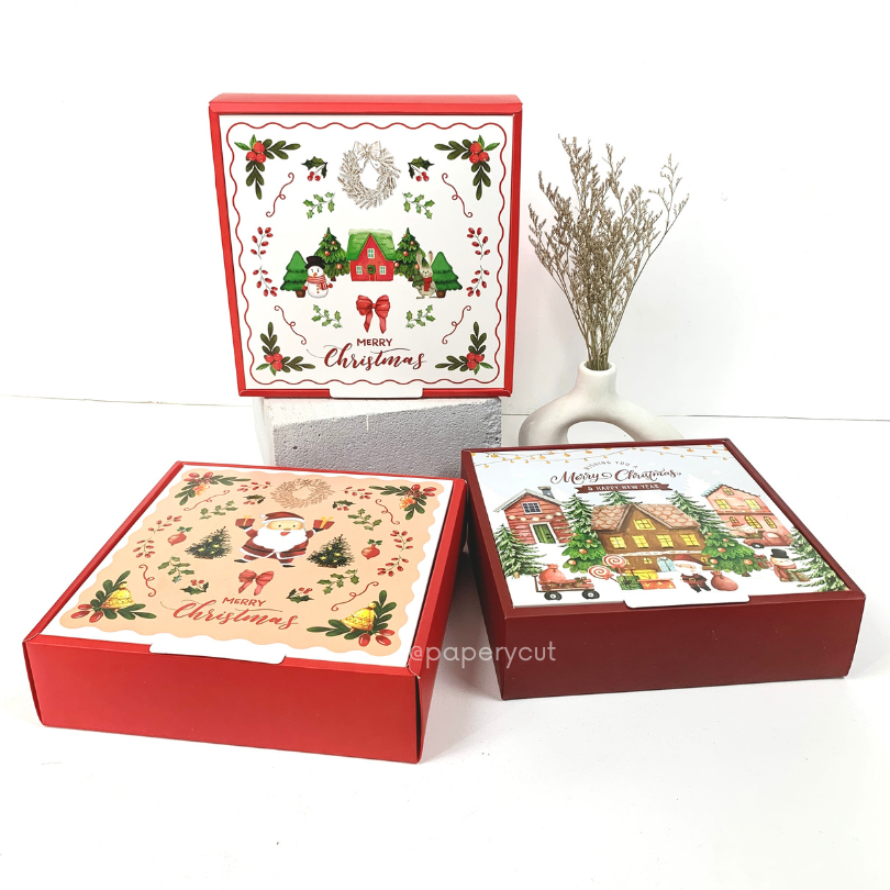Jual Box Kotak Packaging Hampers Kue Cookies Natal 22 x 22 x 6.5cm - 2 ...