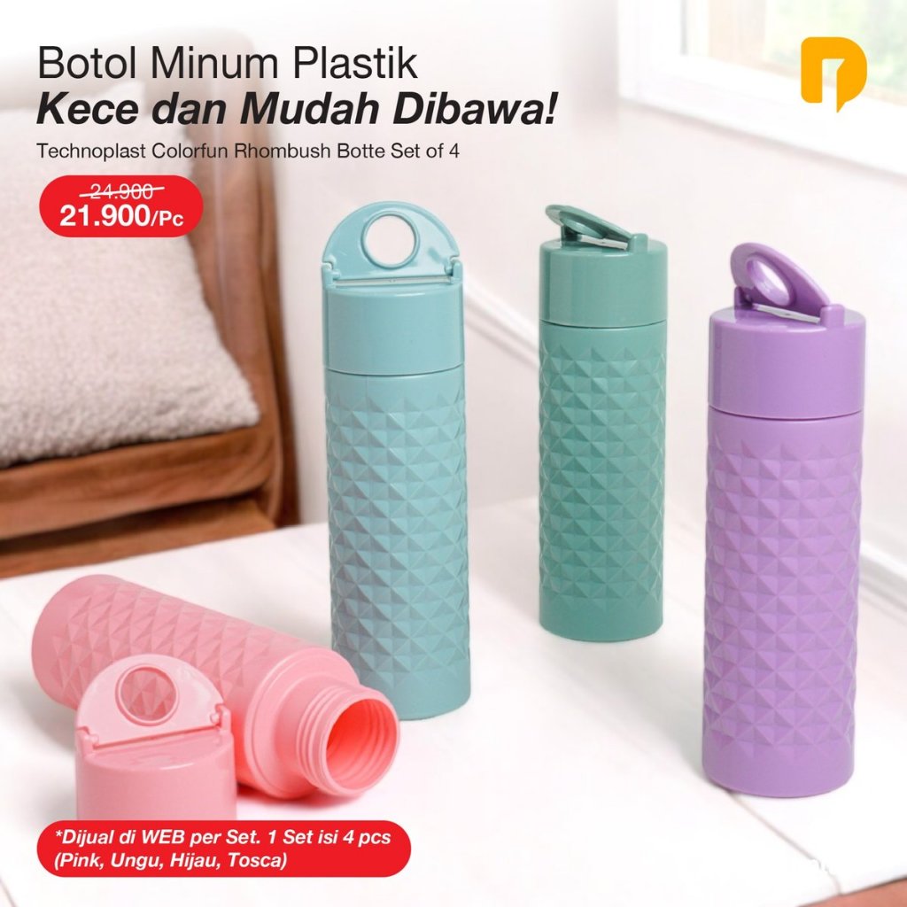 Jual Botol Minum | Technoplast Colorfun Rhombush Bottle | Shopee Indonesia