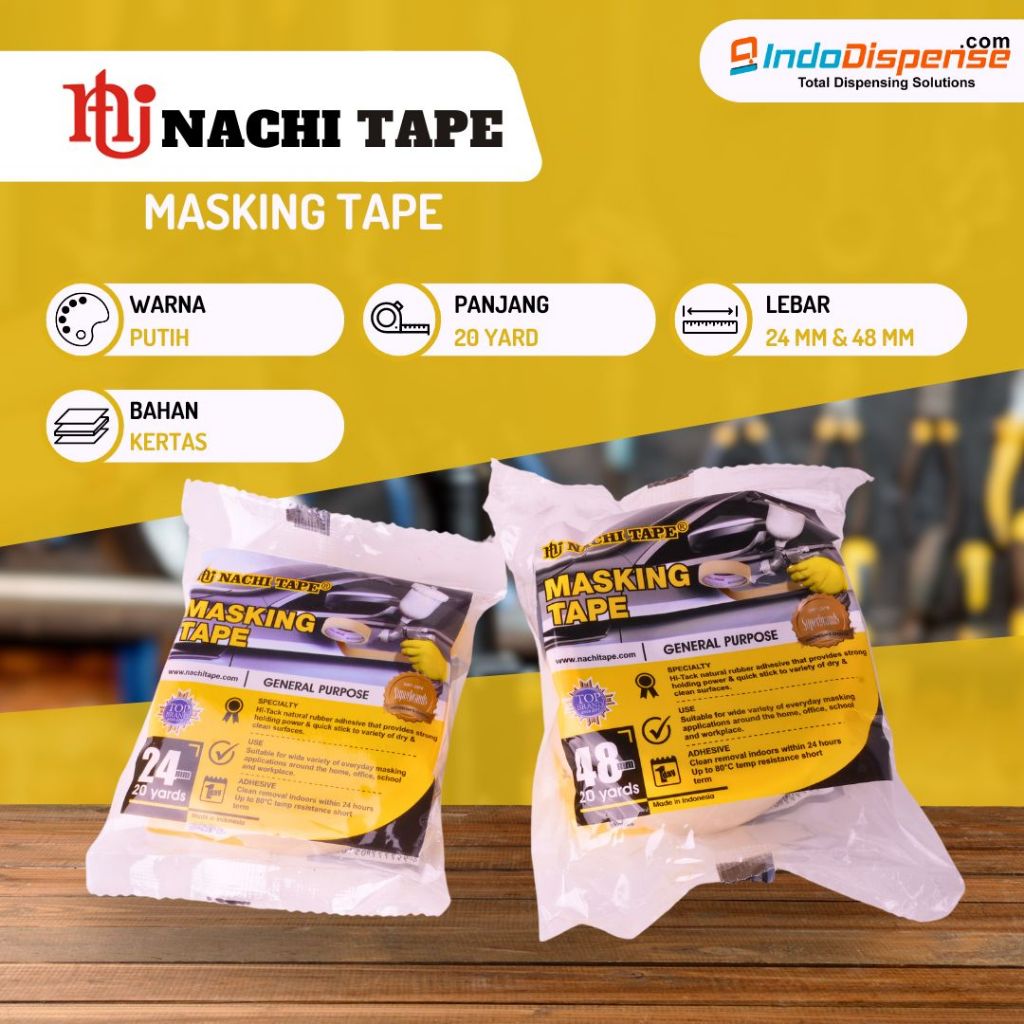 Jual Isolasi Kertas / Masking Tape Nachi 24MM x 20y (18 METER) | Shopee ...