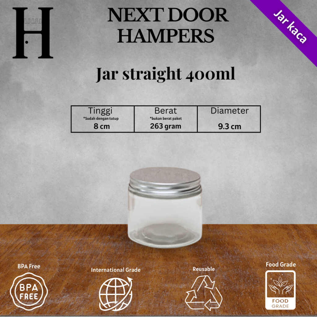 Jual Jar straight 400ml/ Jar estetik makanan ringan serba bisa/ jar ...