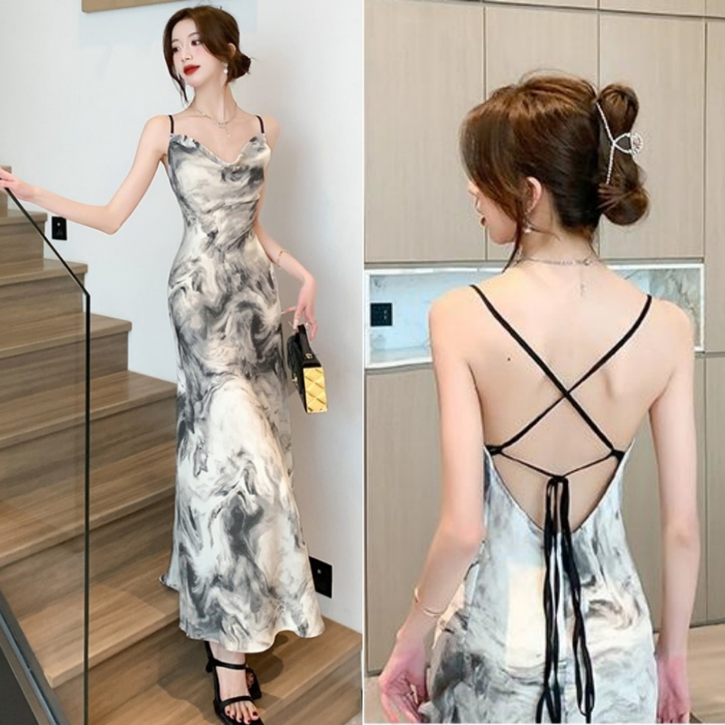 Jual EMITA BLOOM dress abu abu wanita kondangan long dress backless ...