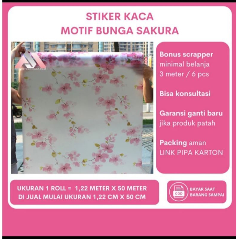 Jual Stiker Kaca Motif Bunga Sakura pink Stiker Kaca Jendela Rumah ...
