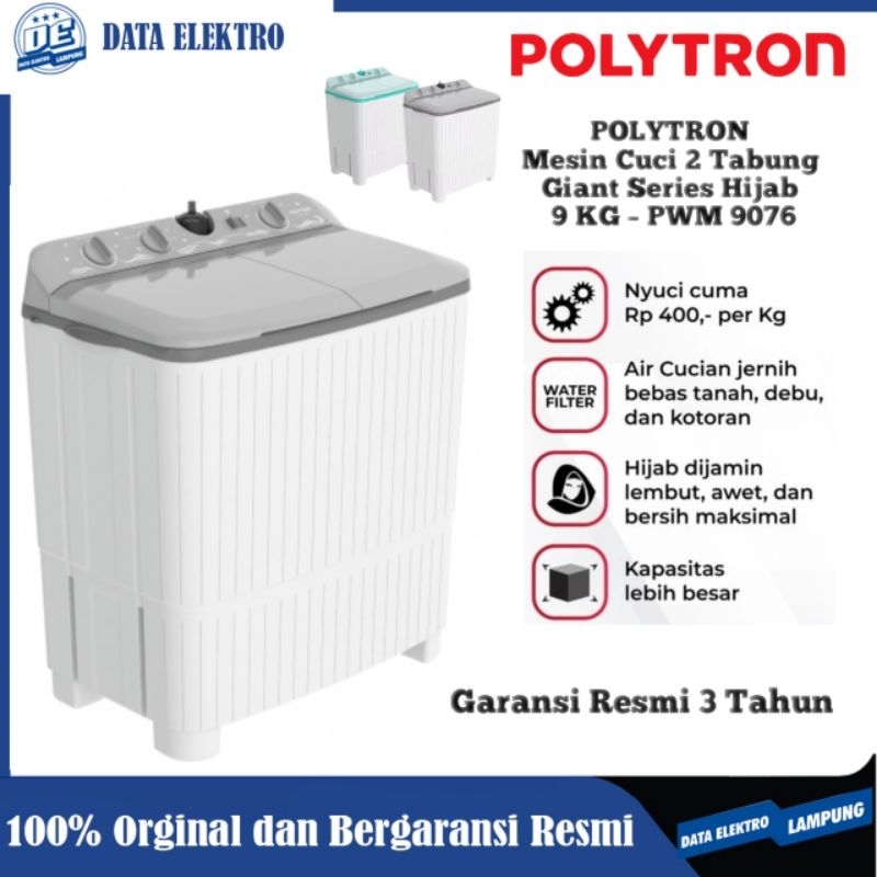 Jual Mesin Cuci Polytron 2 Tabung 9KG Type 9076 Garansi Resmi | Shopee ...