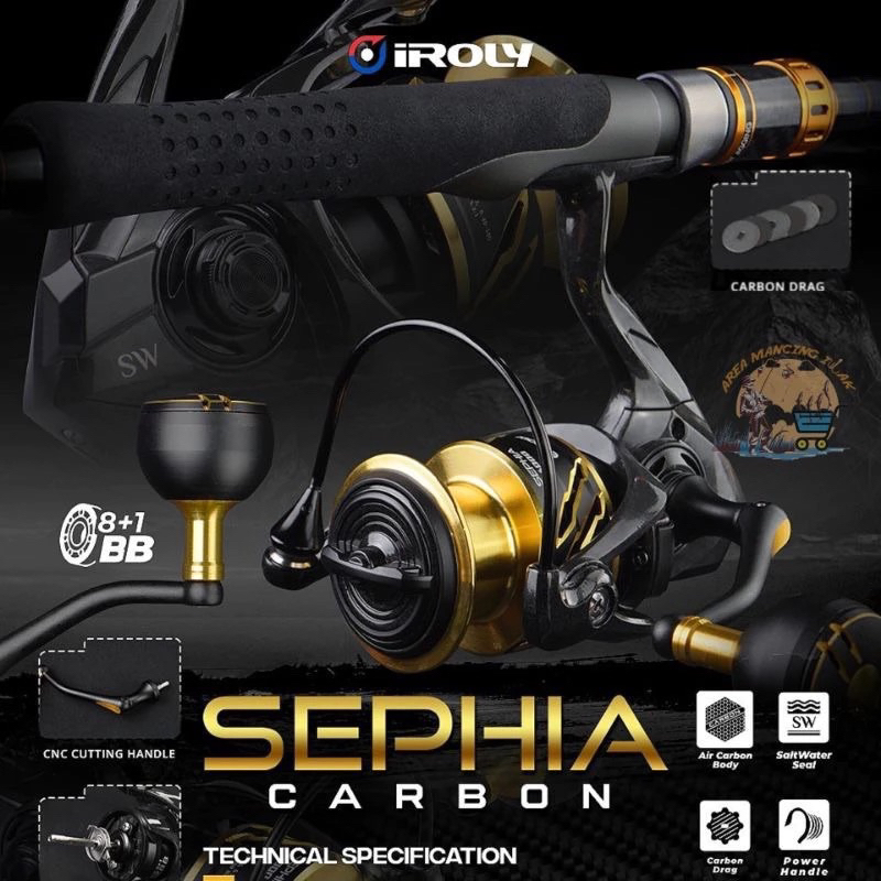 Jual Reel Iroly Sephia Carbon body PH SW lengkap 1000 sampai 6000 ...