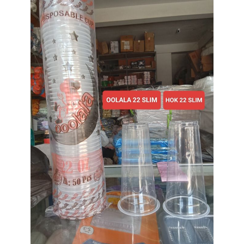 Jual gelas plastik 22 oz isi 50 pcs tipe SLIM 8 gr OOLALA | Shopee Indonesia