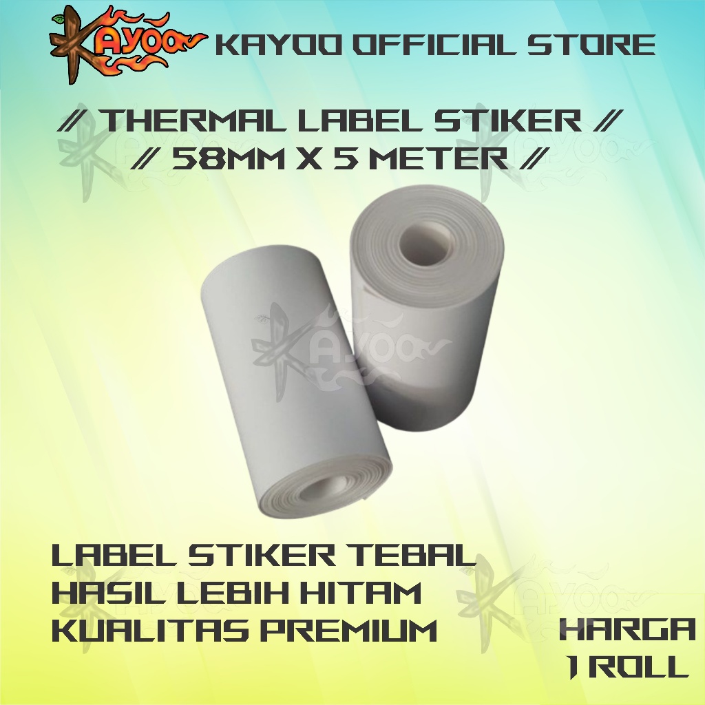 Jual Kertas Label Direct Sticker Thermal 58mm x 5 meter TEBAL Label Kertas Stiker Thermal 57x30 ...