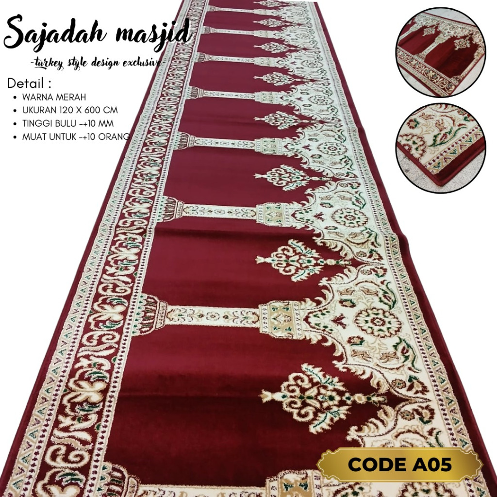 Jual Sajadah masjid turkey style design exclusive bahan Premium 1.2x6 m ...