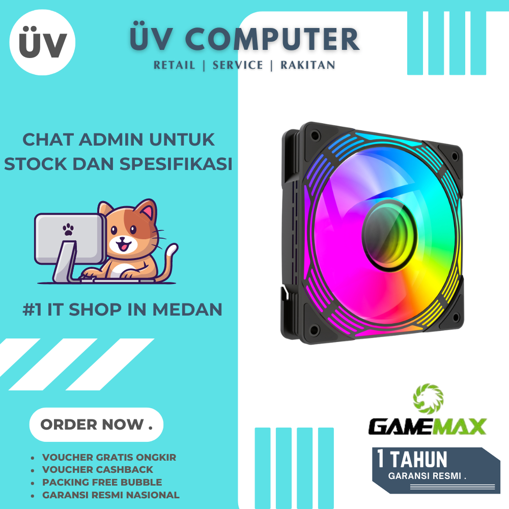 Jual Fan Casing PC Komputer GameMax FN12A-C8I-R Reverse ARGB RGB | 1 ...