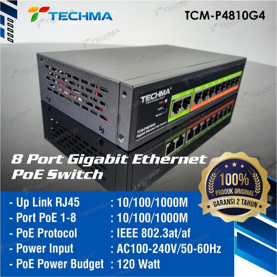 Jual TECHMA TCM-P4810G4 FULL GIGABITE POE Switch 8PORT 1000Mbps 2 ...