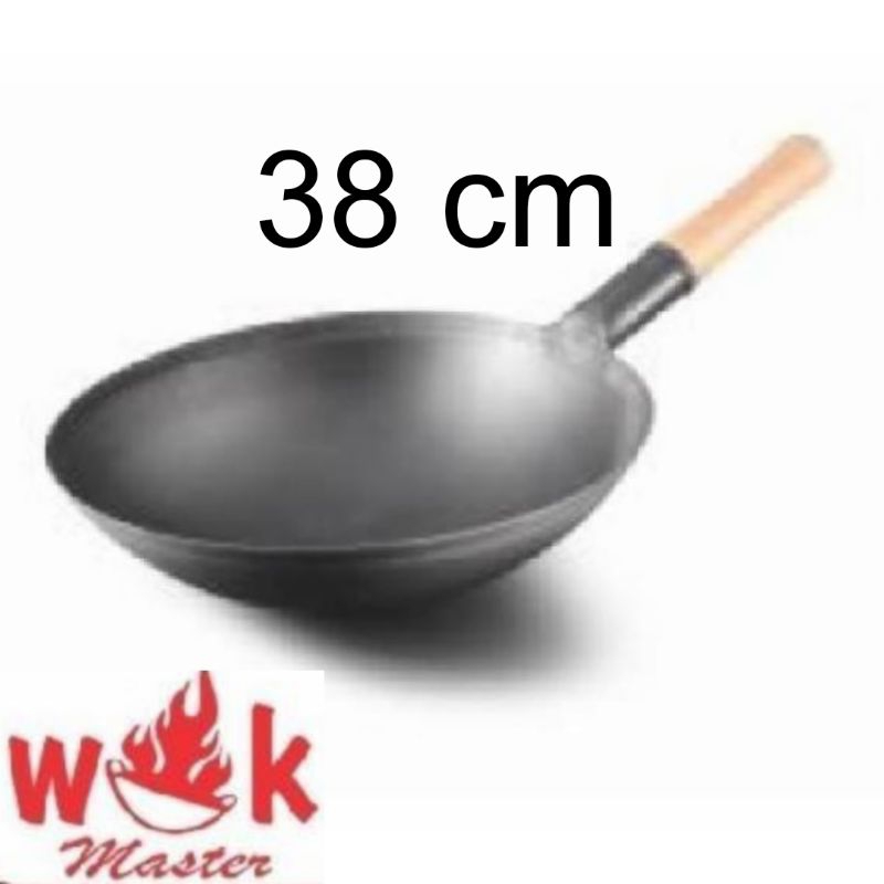 Jual WOK MASTER One Handle Kuali 38cm WM-CP38N Carbon Black Steel Wok ...