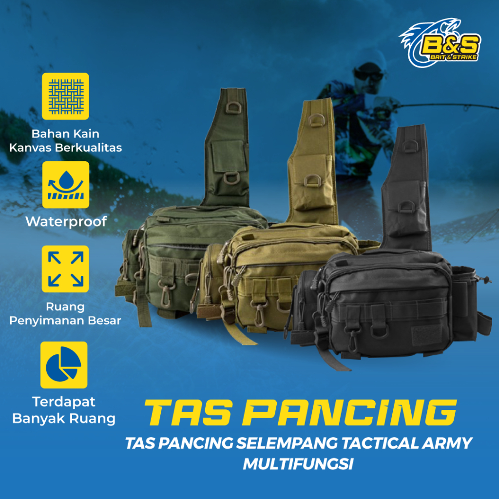Jual Tas Pancing Selempang Tactical ARMY Multifungsi Fishing Bag ...
